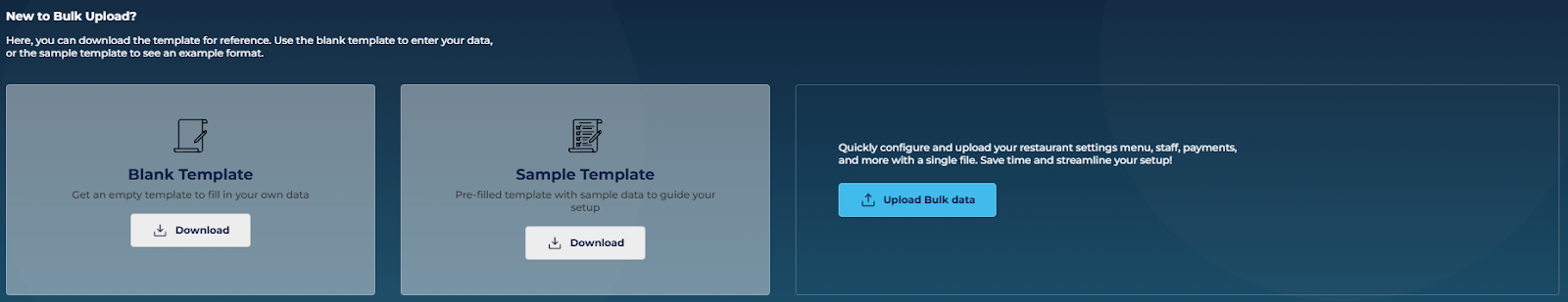Bulk Upload - Add Menu Via Template